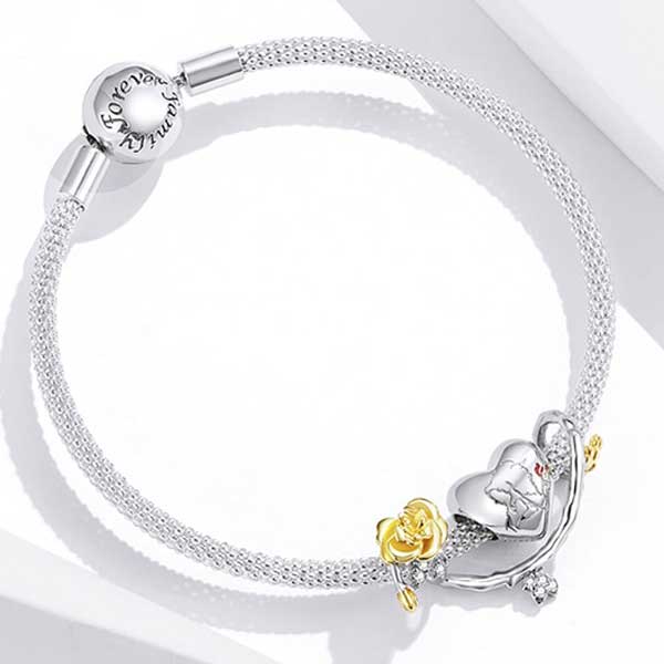 Golden Rose Vines Charm - Sterling Silver - Silver Wholesalers