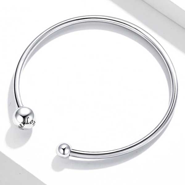 Ball End Cuff Bangle - Sterling Silver - Silver Wholesalers